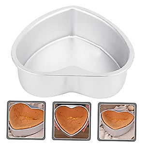 Abaodam 2pcs Bottom Casting Chiffon Oven Sliver Shaped Inches Pansmini Valentines Bread Day Inch Decor Tins Alloy Molding Cutter Pans Detachable for Bakeware and with Brownies