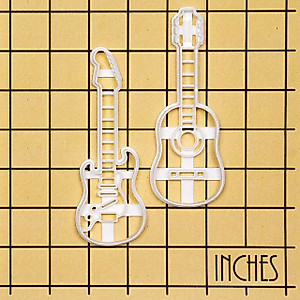 Set of 2 Guitar cookie cutters (Designs: Acoustic and Electric Guitar), 2 pieces - Bakerlogy