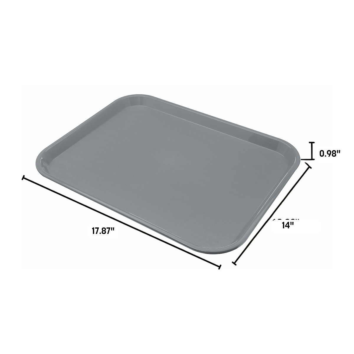 CFS Cafe Plastic Fast Food Tray, 14" x 18", Slate, (Pack of 12)