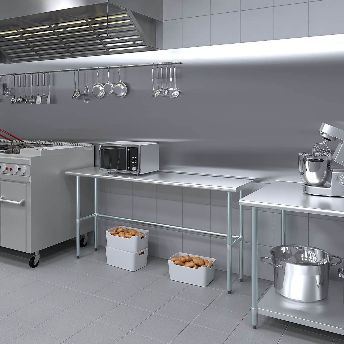 18 in. x 60 in. Open Base Stainless Steel Work Table | Residential & Commercial | Food Prep | Heavy Duty Utility Work Station | NSF