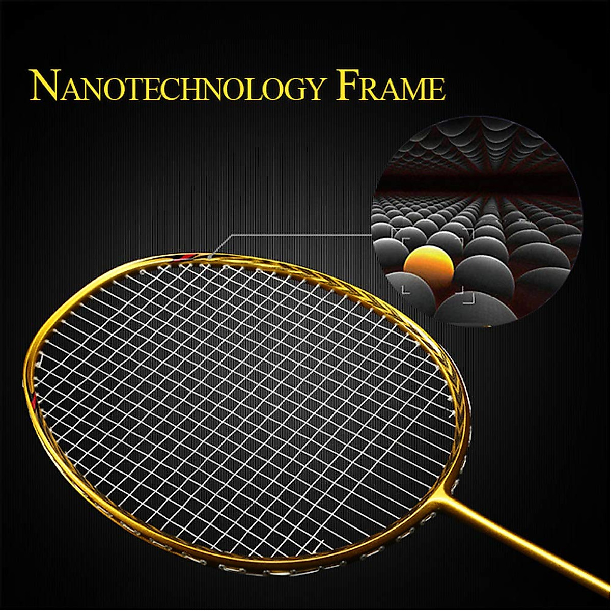 Senston N80 Badminton Racket Carbon-Fiber Badminton Racquet, Single Professional Badminton Racket Black Color
