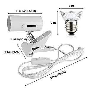 2-Pack Adjustable White Reptile Clamp Heat Lamp Fixture Holder with 3-Pack 50W Sun Basking Spot Lamp,Suitable for Aquarium, Reptiles,Lizard, Turtle, Snake