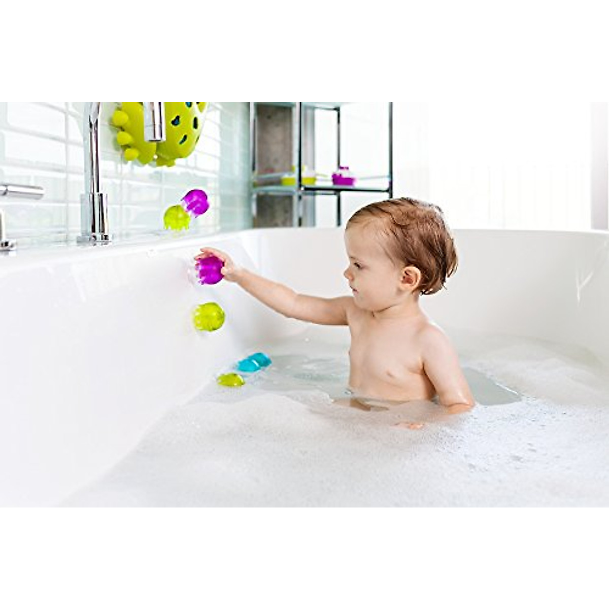 Boon Jellies Suction Cup Bath Toys - Bathtub Baby Sensory Toys - Jellyfish Suction Toys for Bath Time - Multicolored - Baby and Toddler Bath Toys - 9 Count - Ages 12 Months and Up
