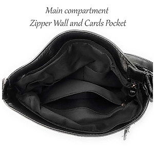 MariaKinz Soft Leather 4 Zipper Pockets Crossbody Purse and Handbag (Brown)