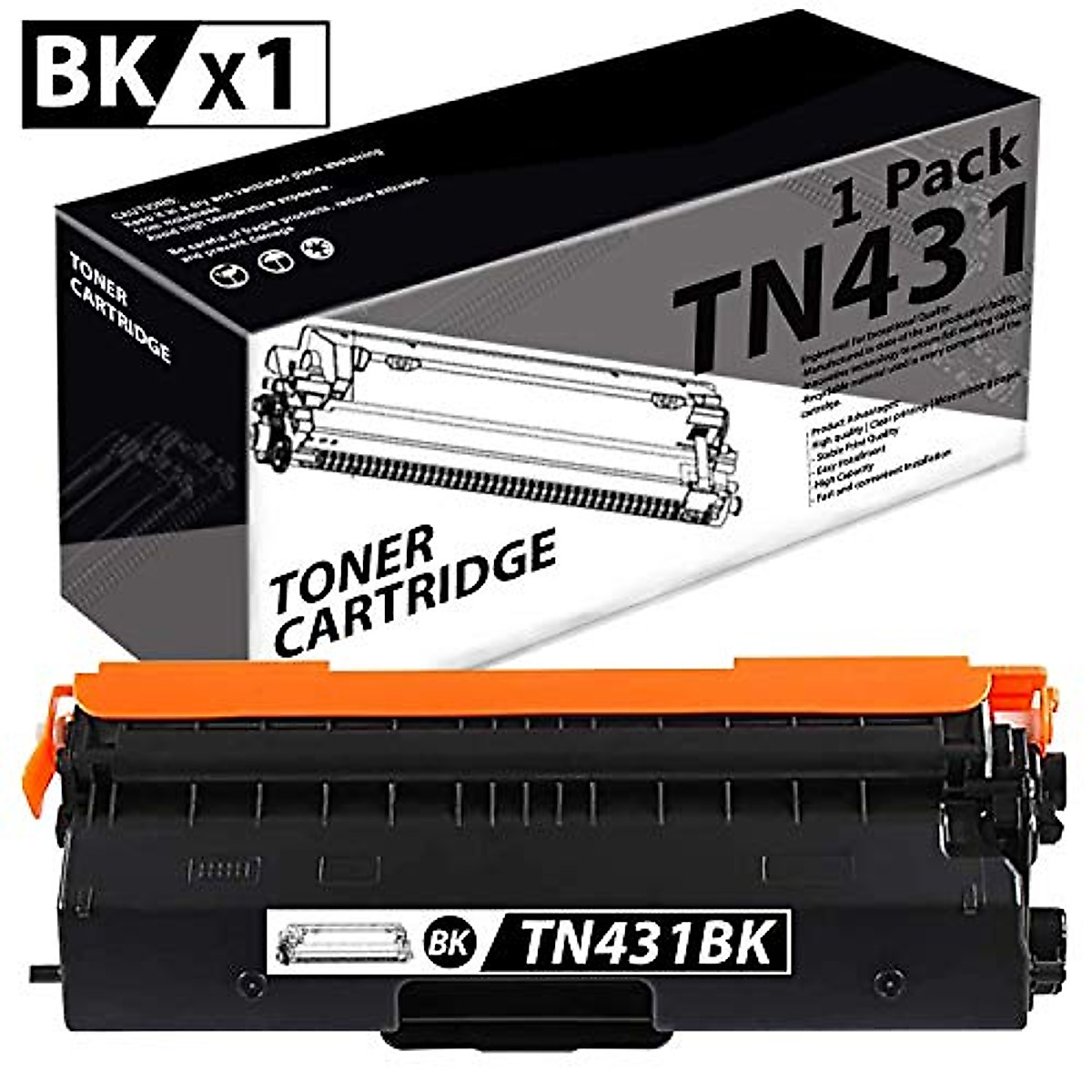 TN431(1 Pack-Black) Compatible Toner Cartridge Replacement for Brother HL-L8260CDW L8360CDW L8360CDWT DCP-L8410CDW MFC-L8610CDW L8690CDW L9570CDWT Printer.
