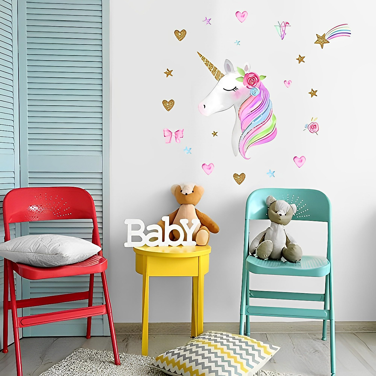 Unicorn Wall Decal, Unicorn Stickers Children's Room Princess Decoration Wall Kids Room Wall Decor Pink Wall Decals Unicorn Bedroom Decor for Girls