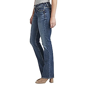 Silver Jeans Co. Women's Britt Low Rise Curvy Fit Slim Bootcut Jeans, Med Wash SDK394, 27W x 31L