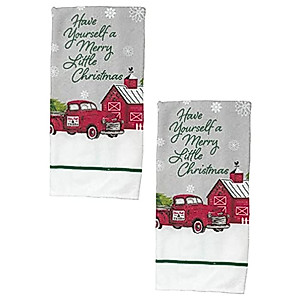Christmas Pot Holders with Oven Mitt and Christmas Kitchen Towels Sets (Red Truck Design), Christmas Oven Mitts, Pot Holders and Oven Mitts Sets, Christmas Oven Mitts and Pot Holders