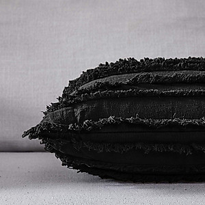 Longhui bedding Black Throw Pillow Covers for Couch Sofa Bed, Cotton Linen Decorative Pillows Cushion Covers, 12 x 20 inches, Set of 2