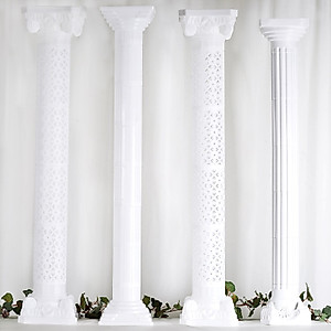 TABLECLOTHSFACTORY 4 Pillars/Set Venetian Roman Wedding Columns Holds Flower Plates 41" Tall(Height Adjustable)