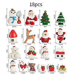 CCINEE 18PCS Christmas Miniature Figurines Ornament Kit Santa Claus Tree Resin Decoration for Fairy Garden Doll House Home Decor