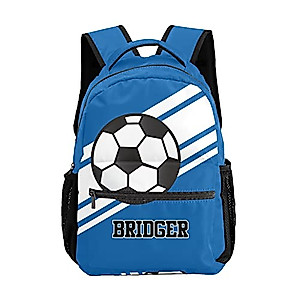 Liveweike Custom Kids Backpack,Soccer Ball Sports Royal Blue Personalized Kid's School Bookbags Bag for Gift Boys Girl Children