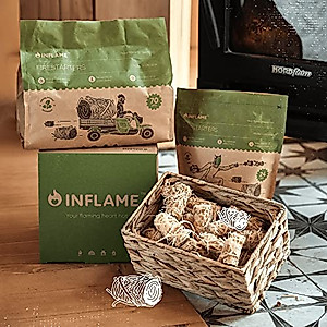 Inflame Fire Starters 130 pcs for Campfires, Grill, BBQ, Fireplace, Woodstove - Charcoal Starter - Waterproof, Weather-Resistant - Natural Wood Fireplace Starters