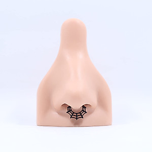FANSING Halloween Septum Rings for Women 16g Septum Jewelry Black Cobweb Septum Ring 8mm Surgical Steel Daith Piercing Body Jewelry 16 Gauge