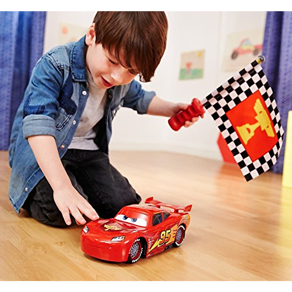 Disney Cars Toys Flag Finish Lightning McQueen