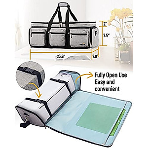 FINESUN Detachable Double Layer Die-Cut Machine Carrying Case for Cricut Explore Air & Maker, 2in1 Cricut Storage Bag with Dust Cover, Gray