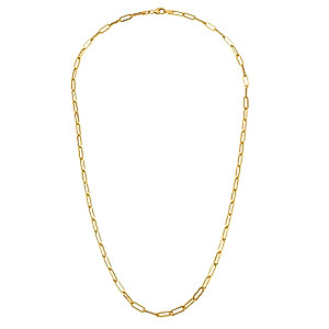 Jewelry Affairs 14k Yellow Real Gold Paperclip Chain Necklace, 3mm (18.0 Inches)