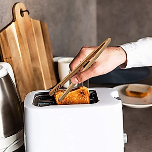 12 Pcs Bamboo Tongs 7 Inch Bamboo Toast Tongs for Serving Pickle Muffin, Cheese Fruits Salad, Toast & Bread