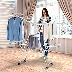 YUBELLES 61.81 * 22.84 * 51.18in Clothes Drying Rack, Gullwing Space-Saving Laundry Rack, Space Saving Laundry Drying Rack, Easy Storage Laundry Indoor and Outdoor Use