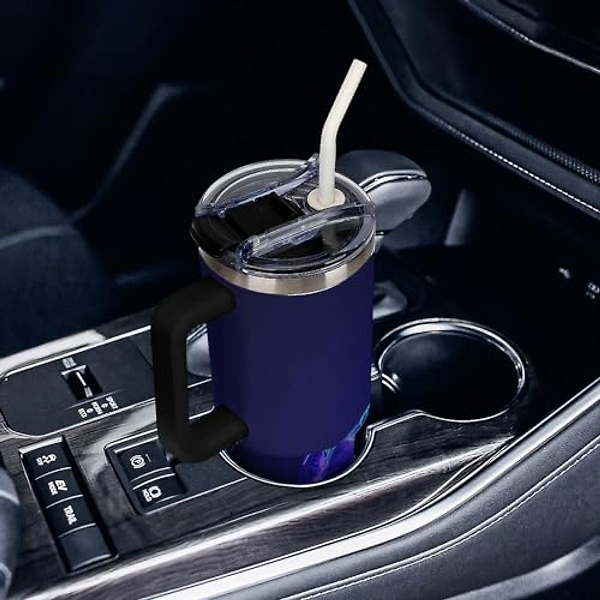 YTLKGFP 40 Oz Large Capacity Car Cup Green Dinosaur Style Tumbler with Handle (Black) Straw Lid Insulated Stainless Steel Water Bottle Travel Mug Leak-proof Car Cup Keeps Cold Or Hot