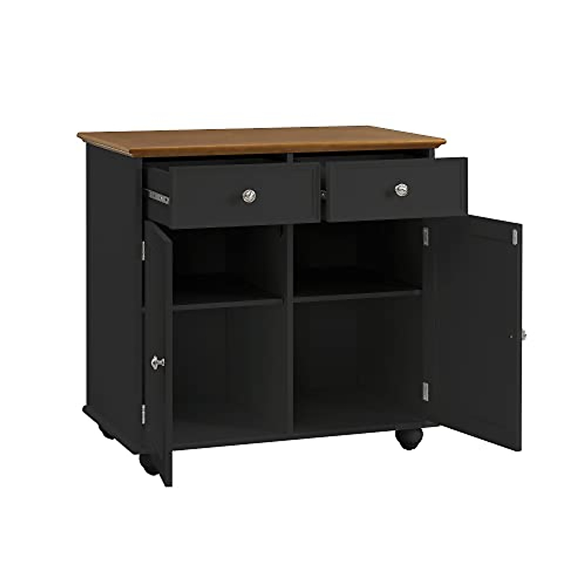 Knocbel Accent 2-Drawer Storage Cabinet with Double Doors, Buffet Sideboard Cupboard Coffee Bar Cabinet Entryway Hallway Foyer Table with Legs, 32" W x 18" D x 31" H (Black)