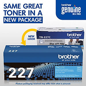 Brother Genuine TN227C, High Yield Toner Cartridge, Replacement Cyan Toner, Page Yield Up to 2,300 Pages, TN227, Amazon Dash Replenishment Cartridge
