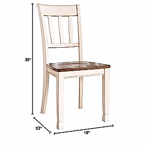 Signature Design by Ashley Whitesburg Cottage Rake Back Dining Chair, 2 Count, Brown & White