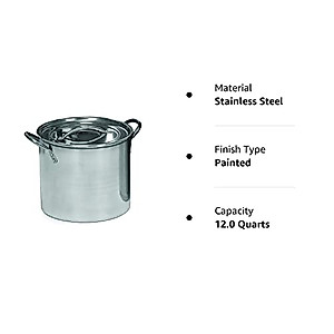 IMUSA USA Stainless Steel Stock Pot with Lid 12-Quart, Silver
