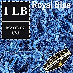 Mighty Gadget (R 1 LB Royal Blue Crinkle Cut Paper Shred Filler for Gift Wrapping & Basket Filling