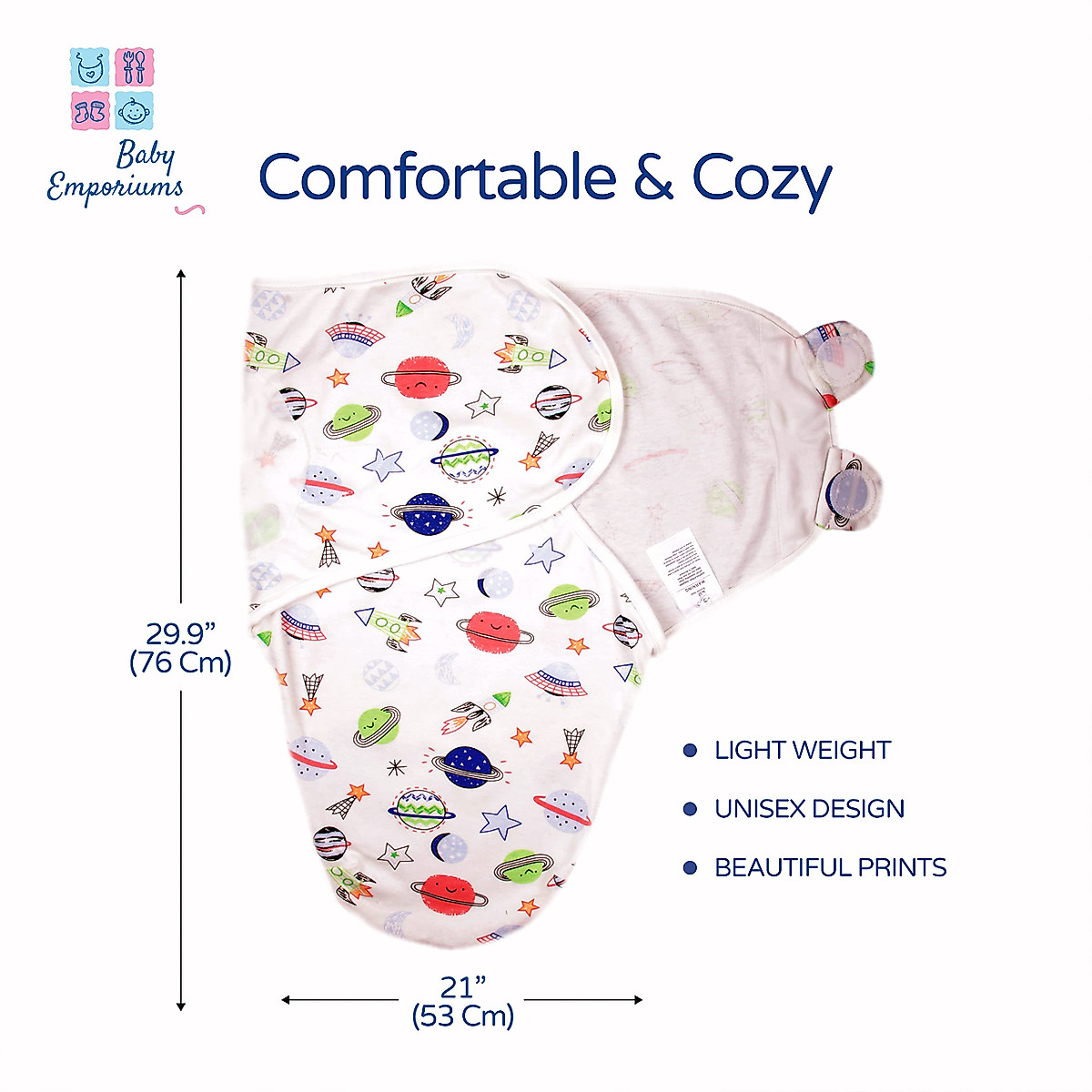 BABY EMPORIUMS swaddles for Newborn | Adjustable Swaddle 0-3 Month 7-14 lbs. | Unisex Soft with Plush and Warm Pack of 3 Wraps Delightful Appealing Designs