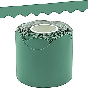Teacher Created Resources Eucalyptus Green Scalloped Rolled Border Trim, 50 Feet