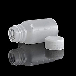 LAZZON with Lids PE Plastic Empty Small Mouth Graduated Lab Chemical Container Reagent Bottle Sample Sealing Liquid Medicine Bottle 20Ml