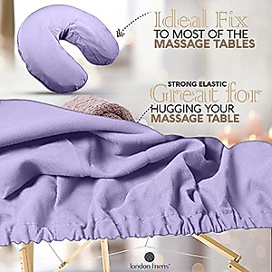 LONDON LINENS Soft Microfiber 3-Piece Massage Table Sheets - Super Lightweight, Stain and Wrinkle Resistant - Includes Table Cover, Fitted Sheet, and Face Rest Cover (Fresh Lilac)