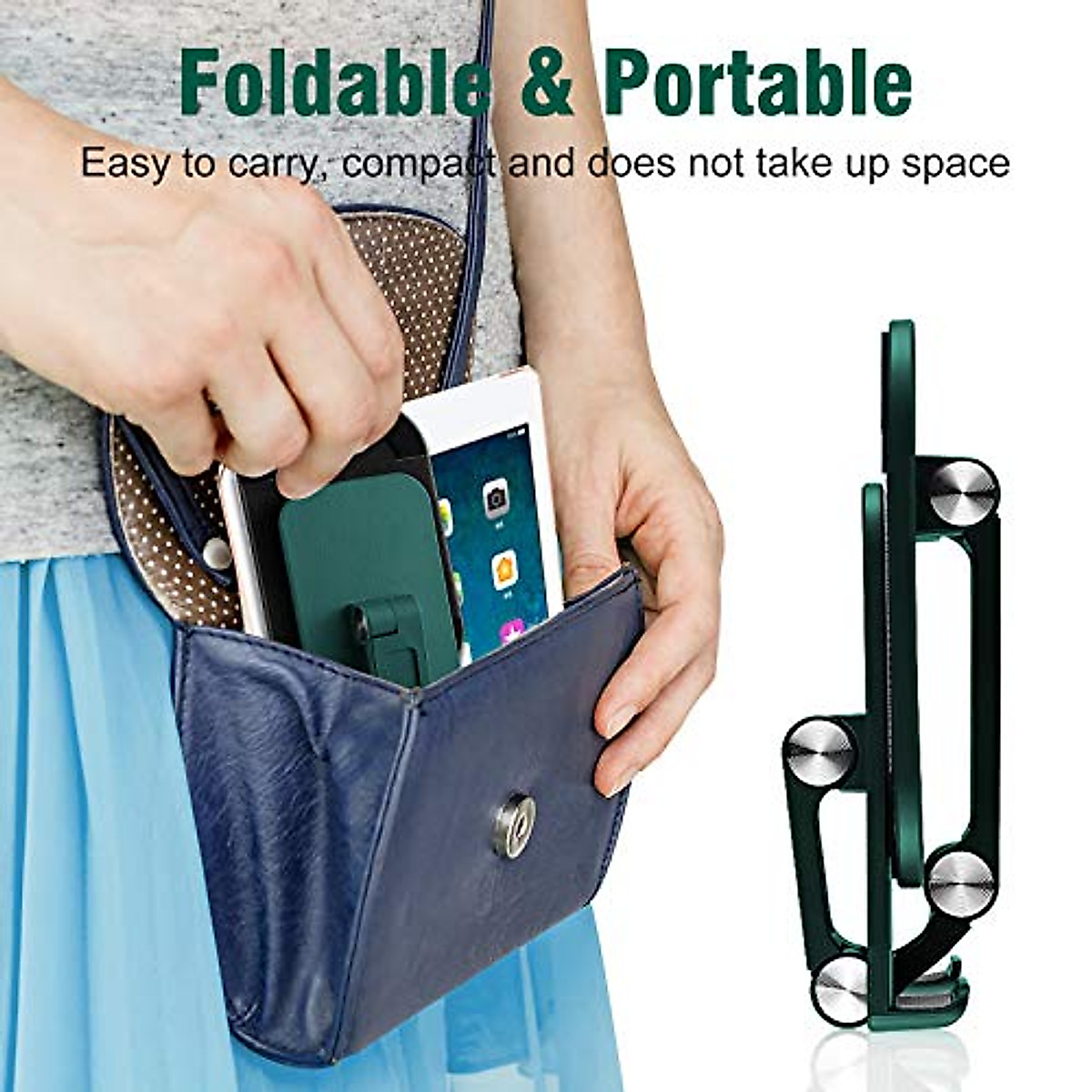 Cell Phone Stand Angle Height Adjustable Cell Phone Holder Desktop Phone Stander Cradle Dock Universal Compatible with All Mobile 4"-12.9" Phone /iPad/Kindle/Tablet Switch (Green)