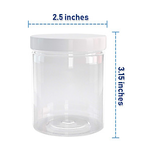 6 oz Plastic Jars with Lids (12 pack) - Clear Empty Containers for Body Lotions, Creams, Butters - Great for Storage and Organization of Crafts, Teas, and Spices