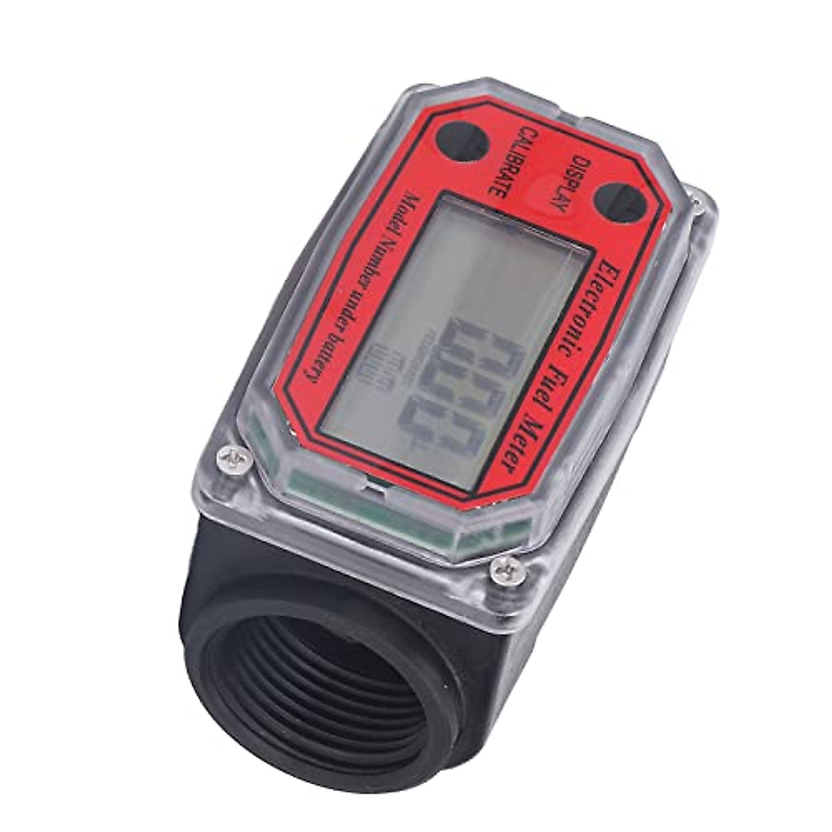 Garosa Electronic Fuel Meter, 1in Electronic Fuel Meter, Digital Display Gear Fuelmeter Liquid Water Meter, Science Lab Flowmeters (Red)