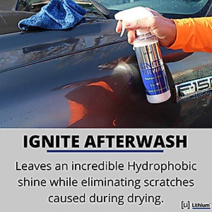 Lithium Ignite After Wash Conditions and Shines Surfaces as You Dry. Streak-Free Hydrophobic Formula adds Lubrication to Stop Micro Scratching While Sealing and Making Surfaces pop with Color.