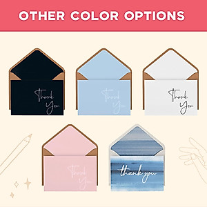 VNS Creations 100 pack Thank You Cards with Envelopes & Stickers - Classy 4x6 Blank Thank You Cards Bulk Box Set - Large Thank You Notes for Wedding, Small Business, Baby & Bridal Shower (Ombre)