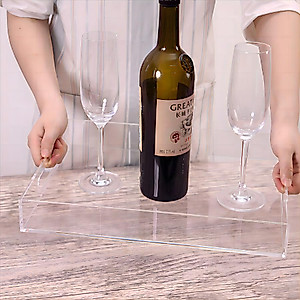 YFYCUSA Clear Acrylic Tray 10"x10" in, Serving Tray with Handles, Acrylic Trays for Serving, Spill Proof, Coffee Trays, Serving Trays, Food Trays, Ottoman Dressing Tables, Square Tray