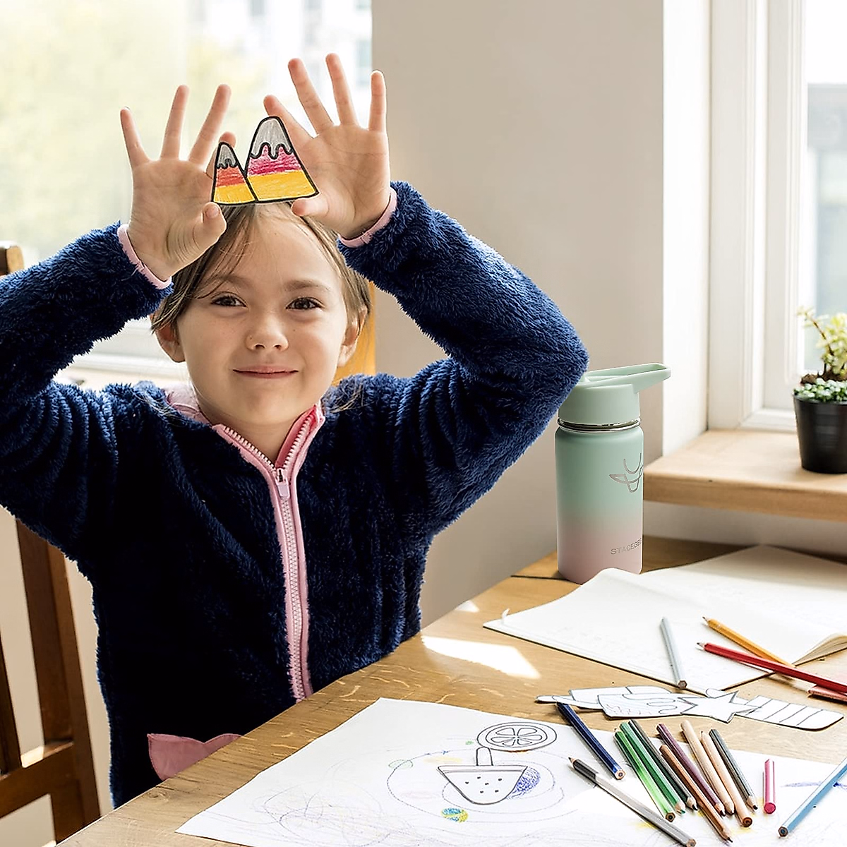 STACEGEELE Insulated Vacuum Water Bottle with Spout Lid & Screw on Top | Stainless Steel Flask For Kids Leak Proof Lightweight Eco Friendly 18oz / 24oz / 32 oz / 40oz (Mint Julep, 12OZ)