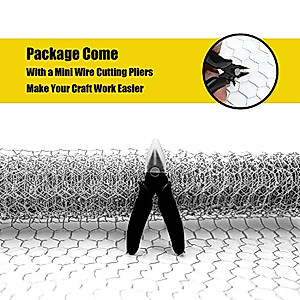 BSTWM Chicken Wire Net for Craft Projects,3 Sheets Lightweight Galvanized Hexagonal Wire 13.7 Inches x 40 Inches x 0.63 Inch Mesh,with 1 Mini Wire Cutting Pliers-10 Feet(3 Sheets)