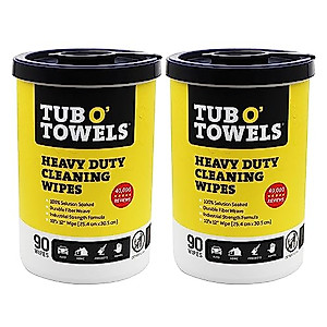 Tub O Towels TW90-2 Heavy-Duty Multi-Surface Cleaning Wipes, Citrus, 10 X 12 Inch, 2 Count