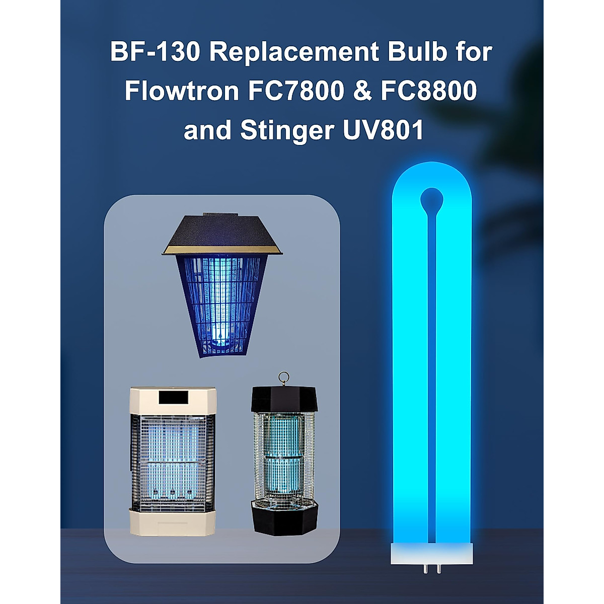2 Pack BF-130 40W U-Shape Replacement Bulb Compatible with Flowtron FC7800 & FC8800 and Stinger B8080 UV801 Diplomat Fly Control Devices