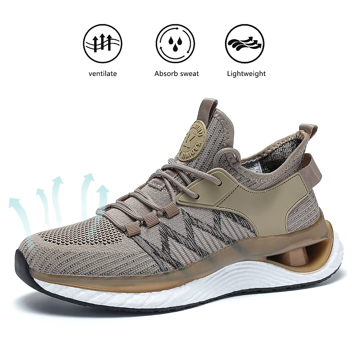 Men's Running Shoes Fashion Walking Lightweight Sneakers Tennis Casual Workout Cross Trainers Zapatos para Hombre Khaki