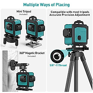 Laser Level 360 Self Leveling, Elikliv Bluetooth Lazer Level, 200Ft Outdoor Robust Indoors, 4D Green Cross Line Nivel Laser, 4x360 Self Leveling Laser Level for DIY or Professional Job Site