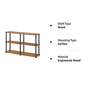 Furinno 99634LC/BK Turn-N-Tube 3-Tier Double Size Storage Display Rack, Light Cherry/Black