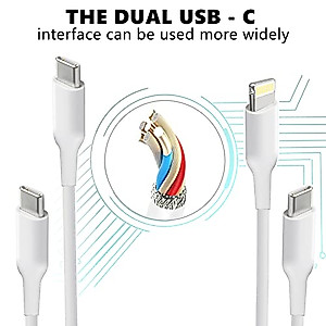 ZTTXL 35W USB C Charger Block, Dual USB-C Port Compact Power Adapter, PD 3.0​​​​ Fast Wall Charger 2Pcs 5FT C to L, C to C for iPhone14 Pro/14 Pro Max/iPhone13/Samsung/iPad/Speaker/AirPods and etc