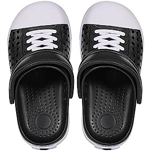 Eagsouni Little Kids Girls Garden Clogs Shoes Gardening Boys Soft Slides Sandal Summer Lightweight Outdoor Beach Pool Shower Mules Slippers Child Cute Slip On Black Size 12