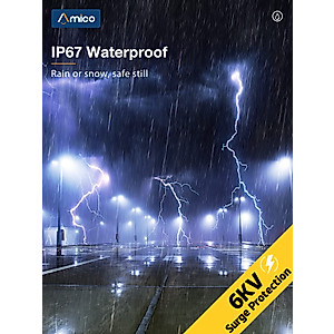 Amico 300W LED Parking Lot Light, 39000LM 5000K LED Shoebox Lights with Dusk to Dawn Photocell, Waterproof Commercial Area Lighting, UL/DLC/FCC Certified Outdoor LED Street Lights, Arm Mount