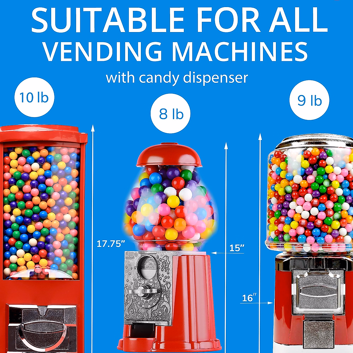 Gumballs for Gumball Machine - 0.5 Inch Mini Gumballs for Kids - Gumball Machine Refills - 1 LB Chewing Gum - Fruit Flavored Bubble Gum